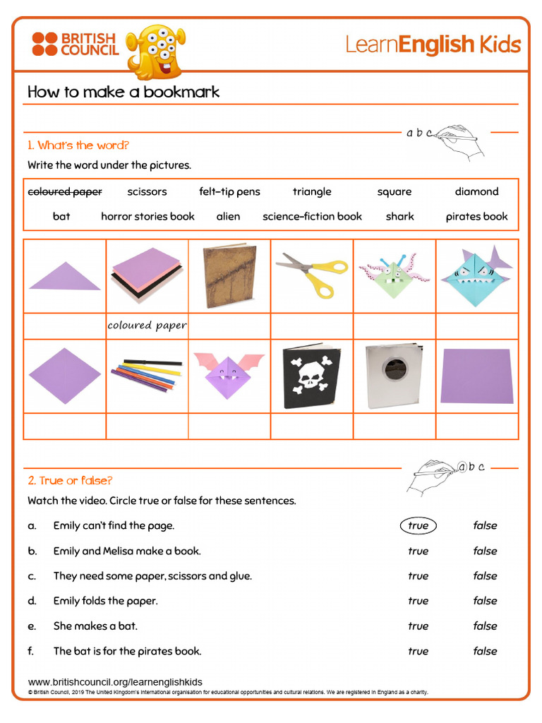 How to Make a Bookmark for Kids | PDF