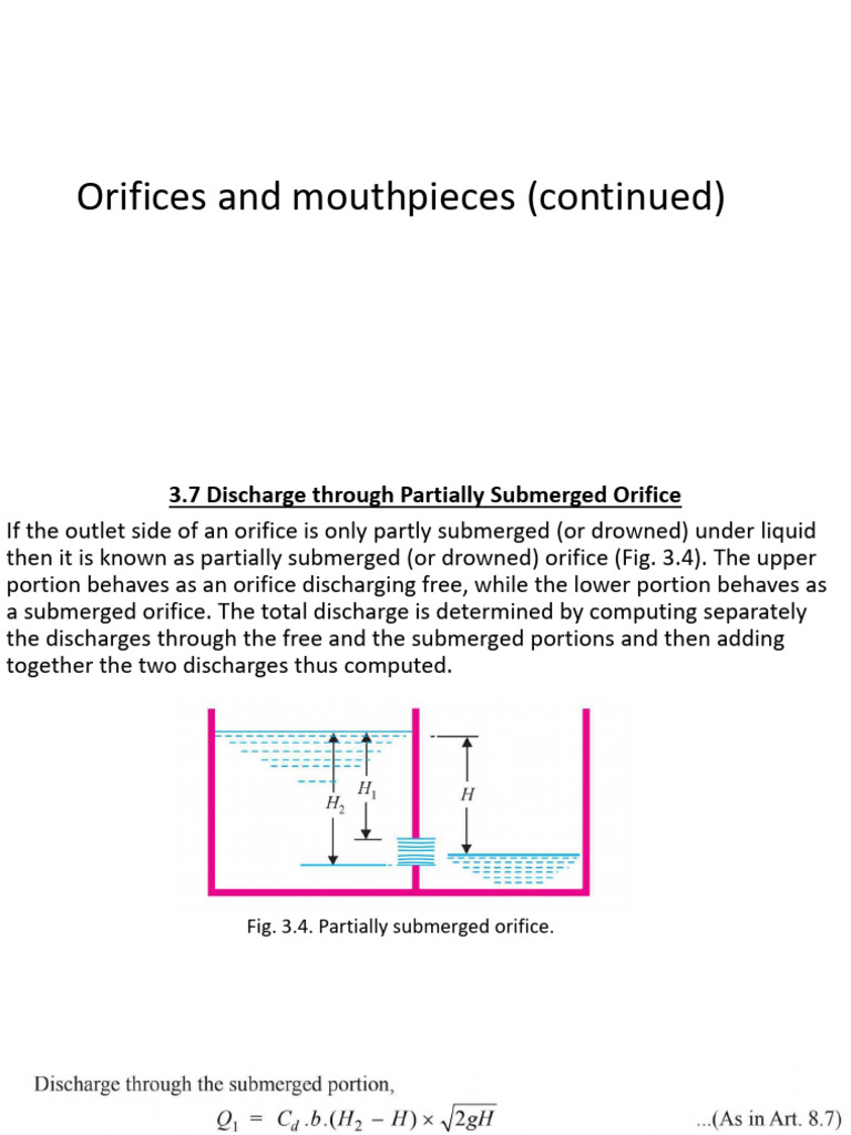 Discharge Calculations for Orifices and Mouthpieces | PDF | Applied And ...
