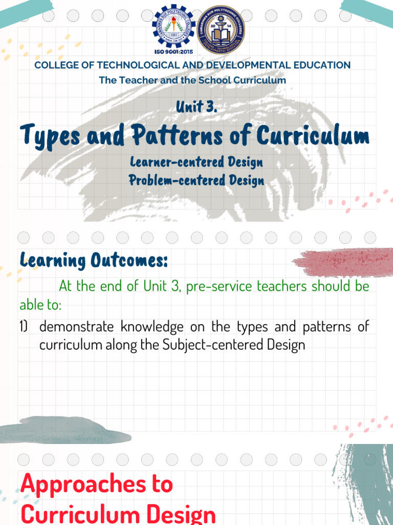 Curriculum Design: Types & Patterns | PDF | Learning | Humanistic ...