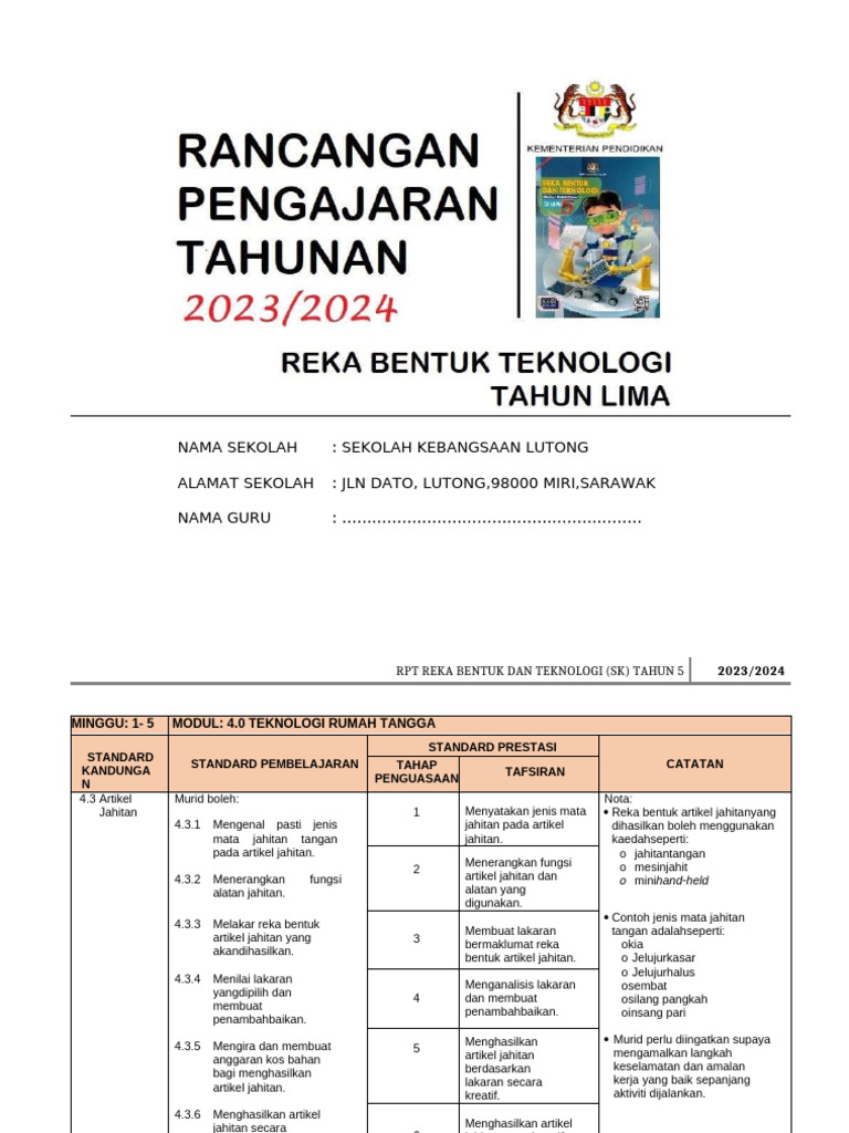 RPT RBT THN 5 | PDF