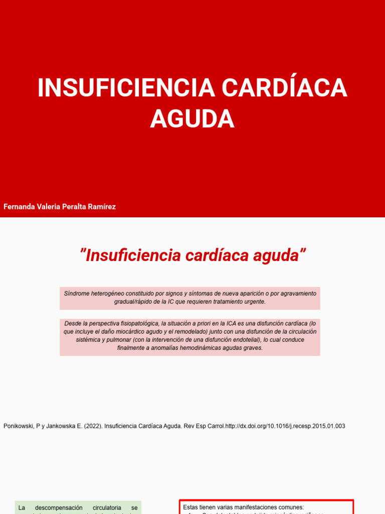 Insuficiencia Cardíaca Aguda: Diagnóstico y Tratamiento | PDF ...