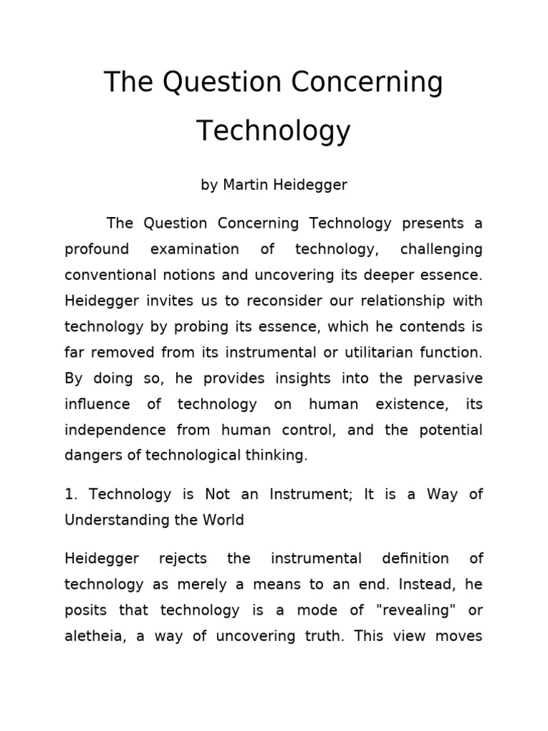 The Question Concerning Technology | PDF