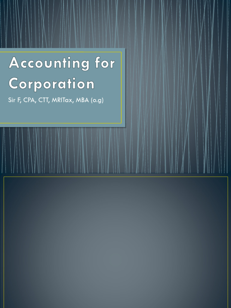Accounting For Corporation 1 | PDF | Capital Surplus | Business