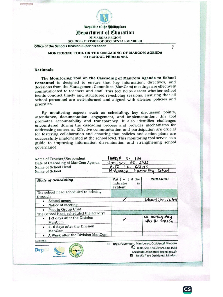 Monitoring Tool - Emalyn | PDF