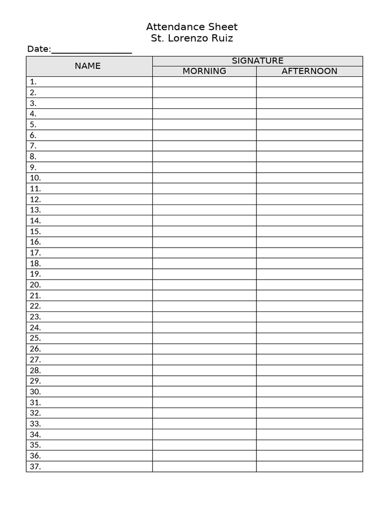 Attendance Sheet (Lorenzo) | PDF