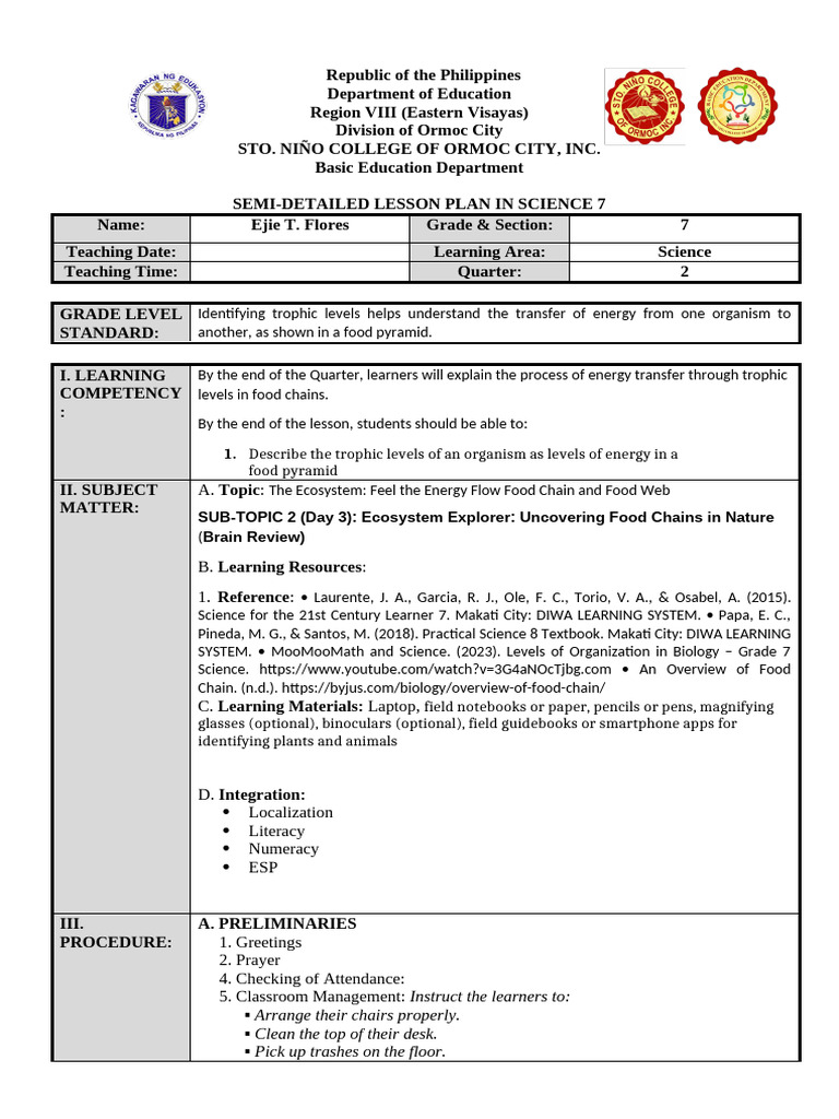 G7-Q2-W8-Ecosystem Explorer Uncovering Food Chains in Nature Brain Review | PDF | Food Web ...