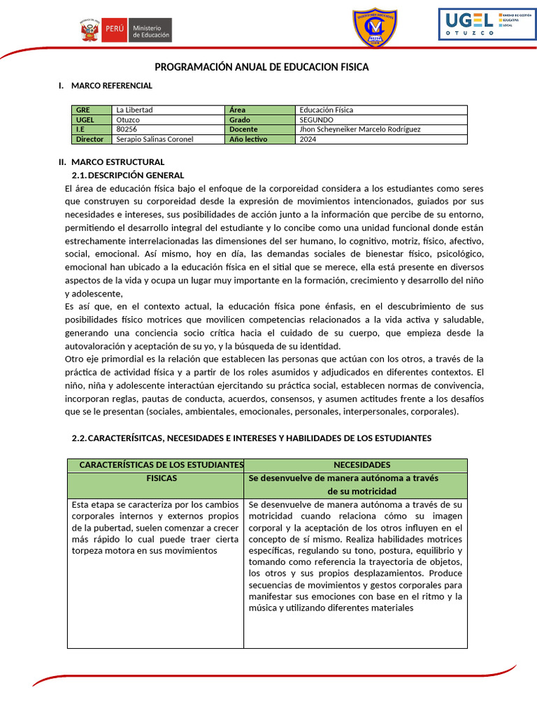 PROGRAMACION ANUAL segundo | PDF | Aprendizaje | Las emociones