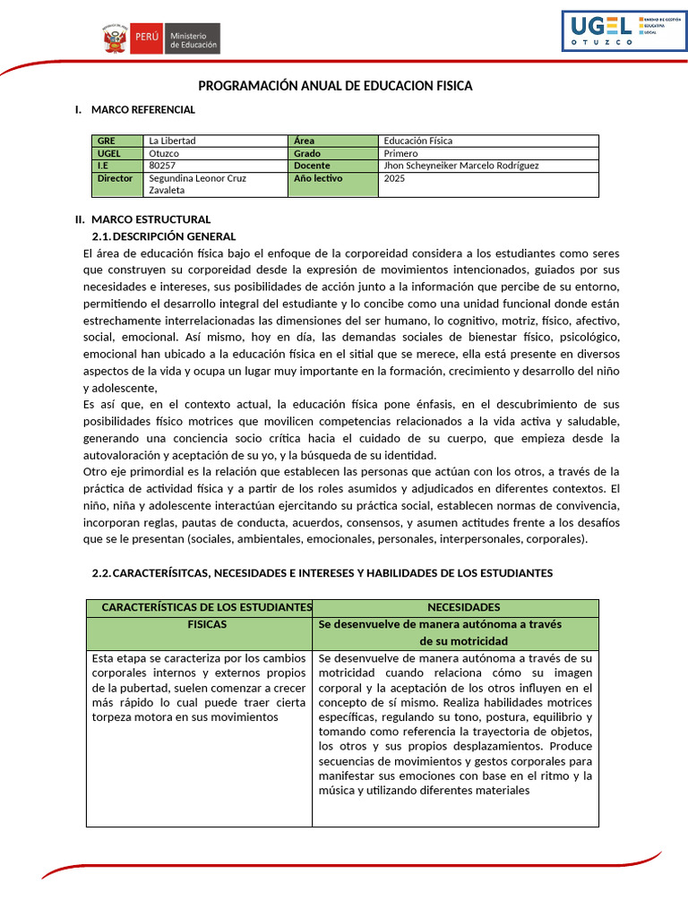 PROGRAMACION ANUAL PRIMERO | PDF | Aprendizaje | Las emociones