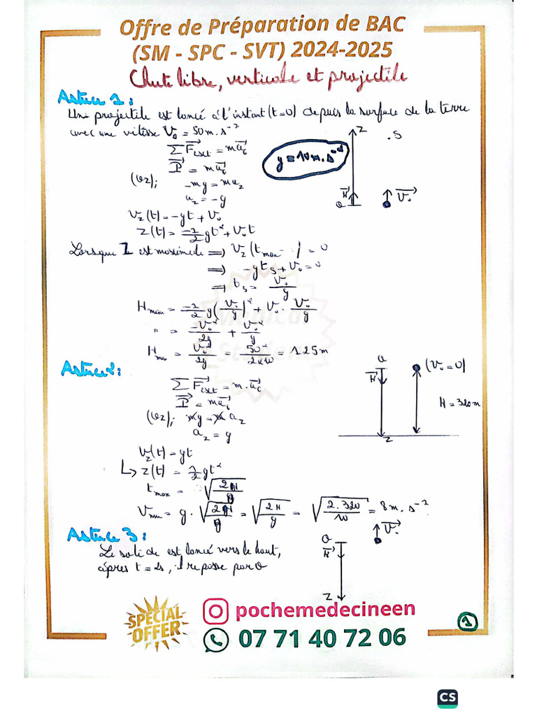 Les Astuces Chute Libre, Verticale Et Projectile (Hrba) by Medical Student | PDF