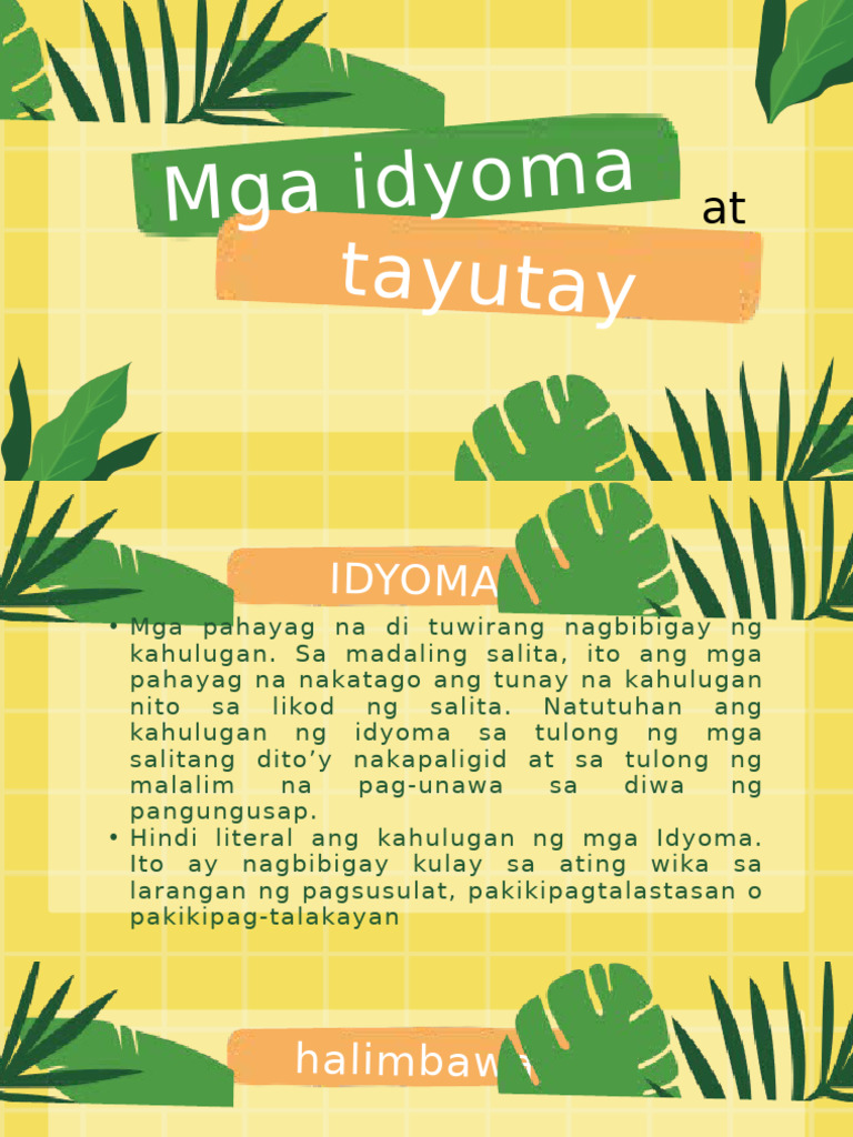 Mga Idyoma at Tayutay | PDF