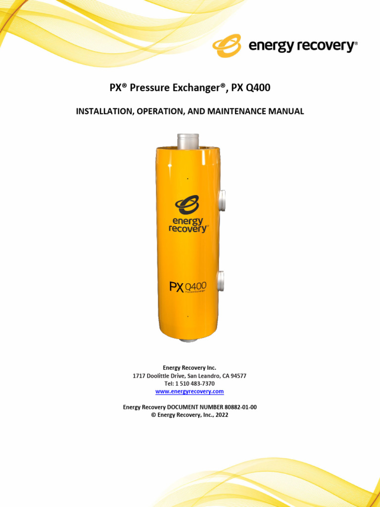 Pressure Exchanger PX q400 | PDF | Pump | Membrane