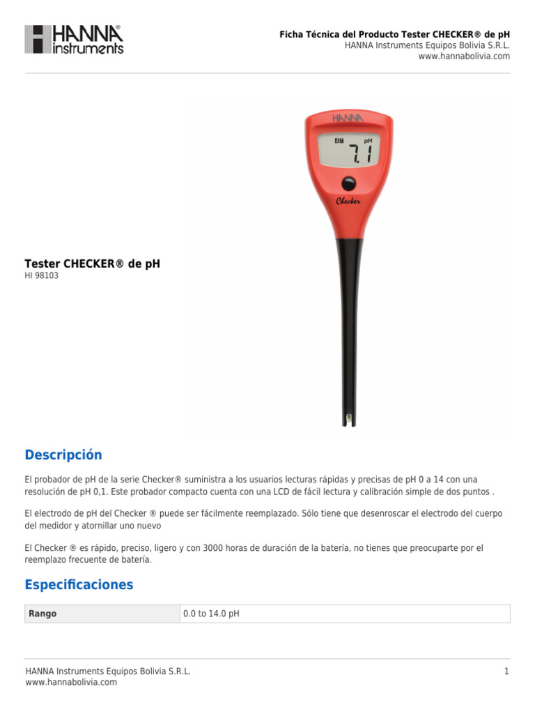 HI 98103 - Tester CHECKER® de PH | PDF