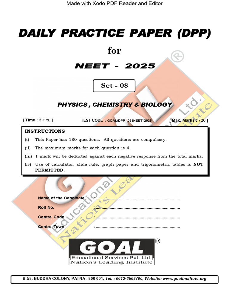 DPP 08 (10032025) Q With S_250319_202234 | PDF | Capacitor | Redox