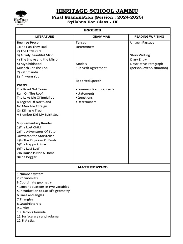 Syllabus Class IX For Final 2024-25 | PDF | Artificial Intelligence | Intelligence (AI) & Semantics
