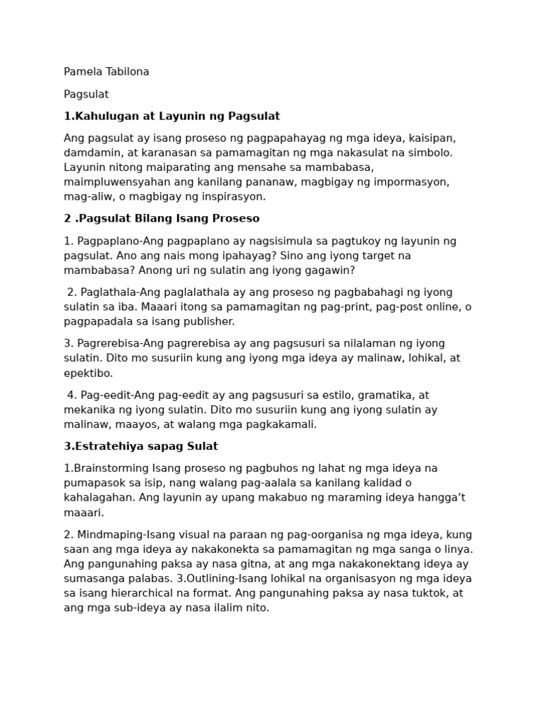 1.kahulugan at Layunin NG Pagsulat | PDF