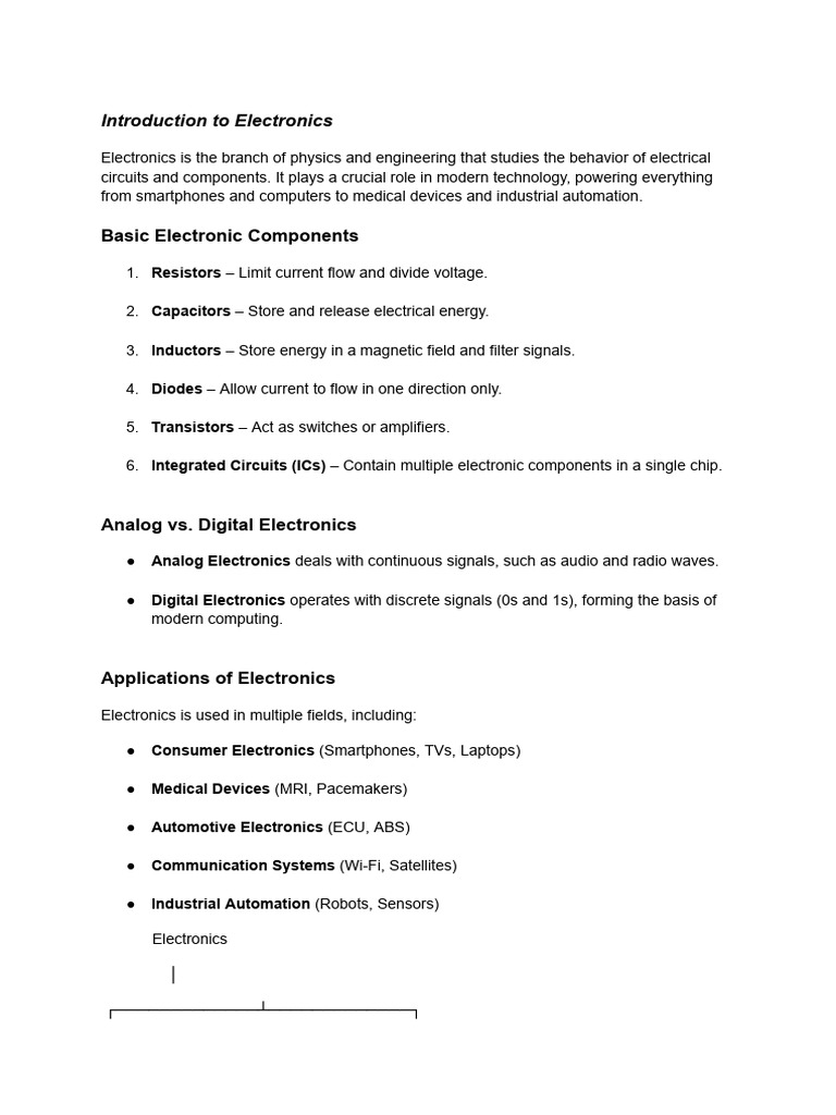 Introduction To Electronics | PDF
