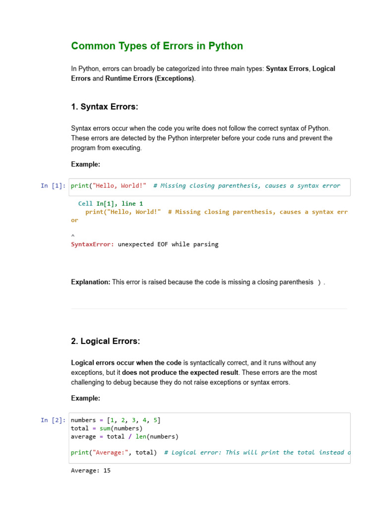 Exception Handling - Jupyter Notebook | PDF | Variable (Computer Science) | Computer Programming