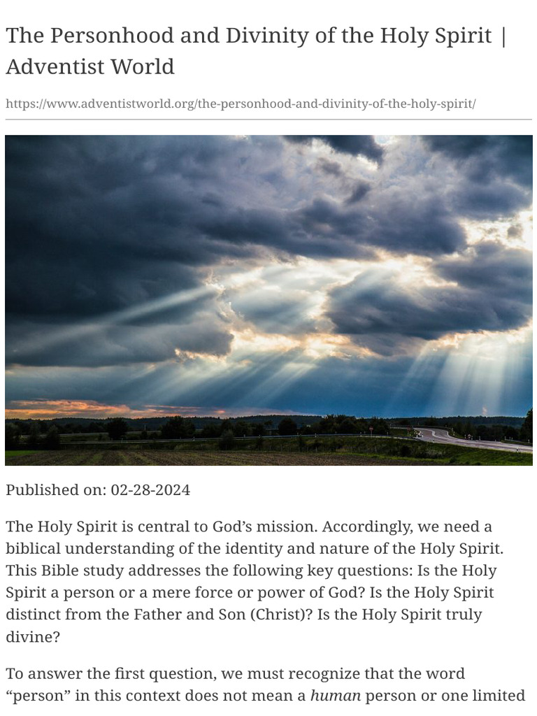 Understanding the Holy Spirit's Personhood | PDF | God The Father ...