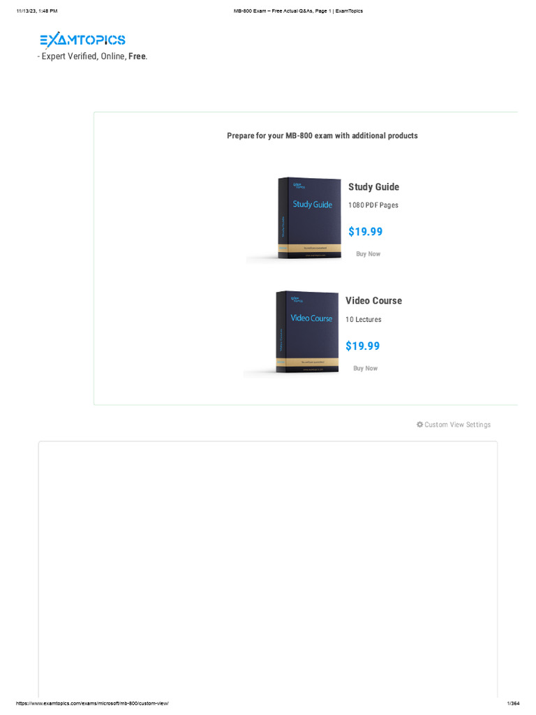 MB-800 Exam – Free Actual Q&as, Page 1 _ ExamTopics 001 1 | PDF ...