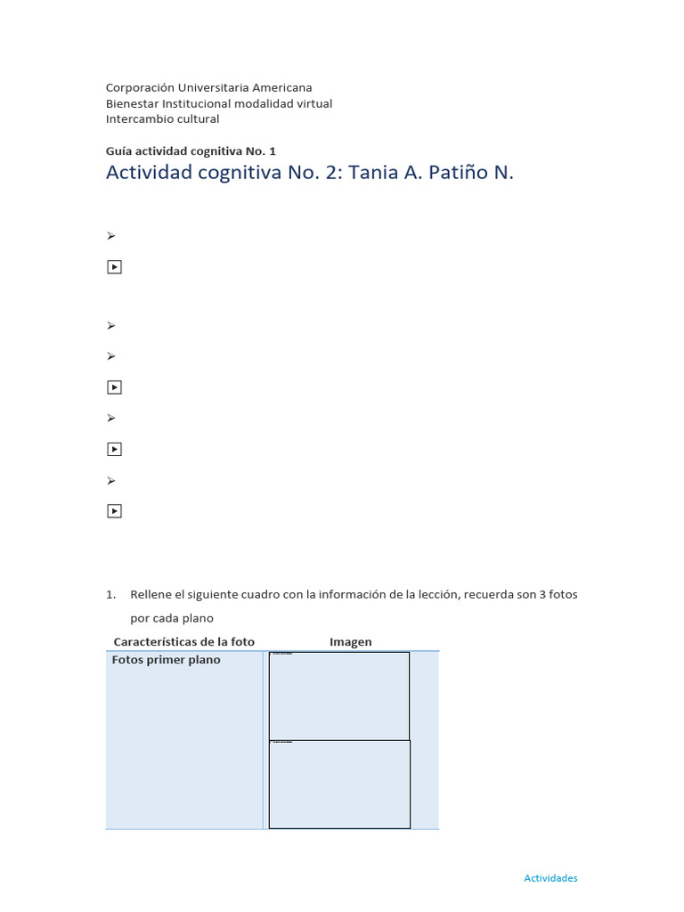 Guía 1 - Actividad Cognitiva | PDF