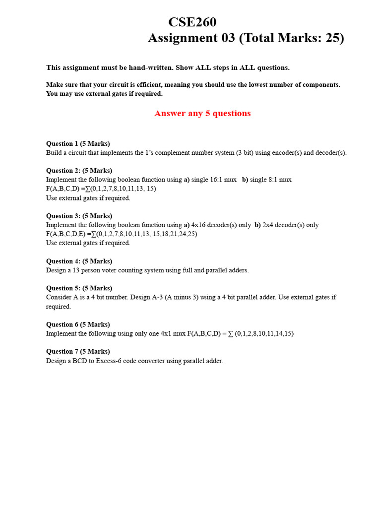CSE260 Assignment 03 Fall 2024_DZK | PDF
