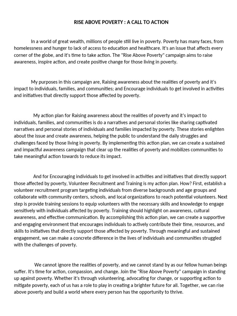 Rise Above Poverty: Join the Movement | PDF | Poverty | Poverty ...