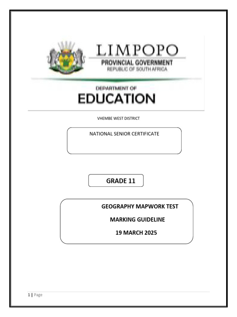 Memo Geog 11 Mapwork T1 Test | PDF | Earth Sciences