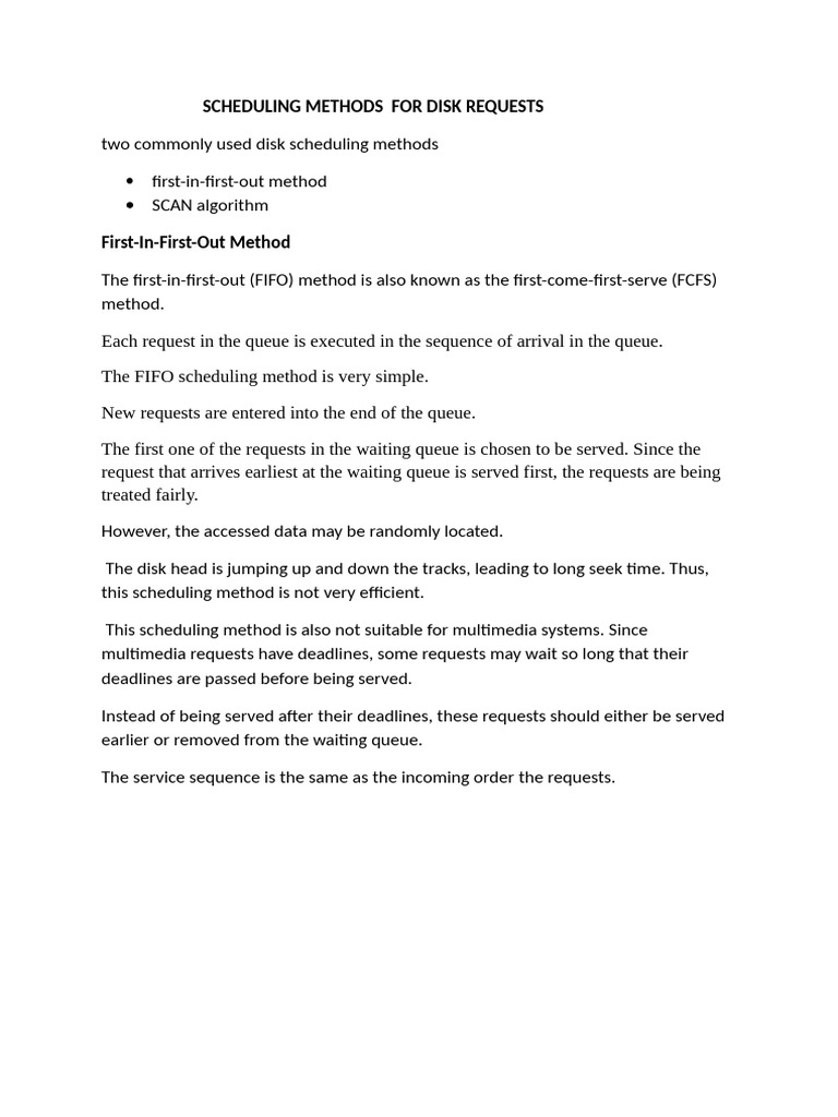 Scheduling Methods For Disk Requests | PDF | Scheduling (Computing ...