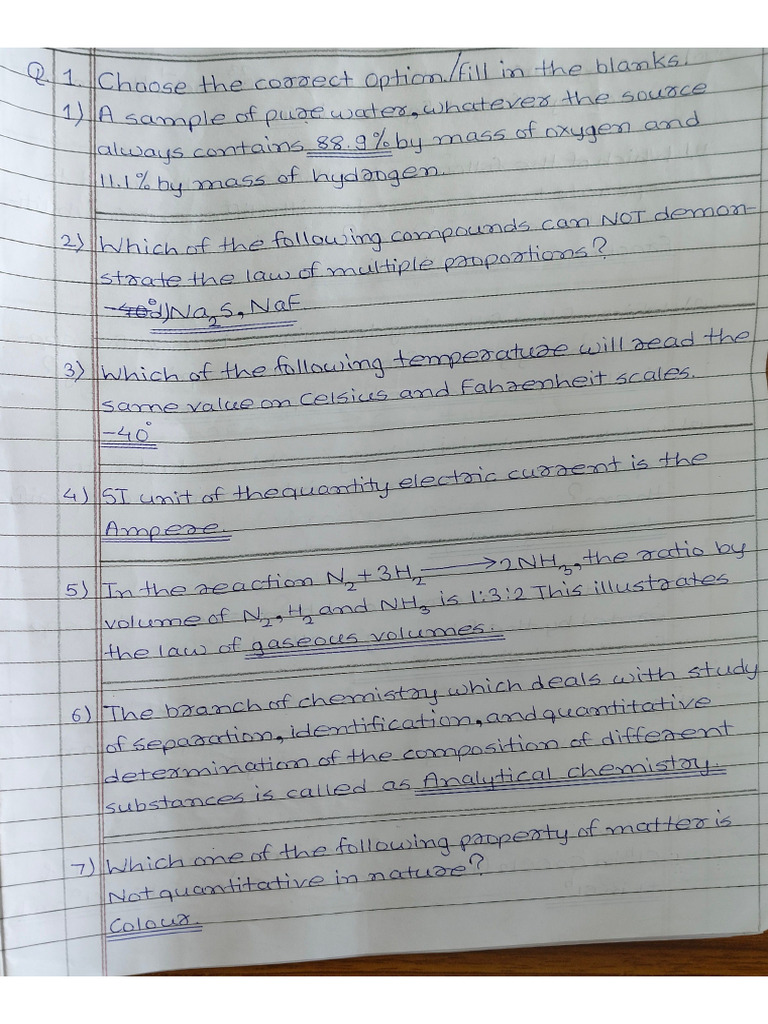 11th Science Chemistry Assignment | PDF