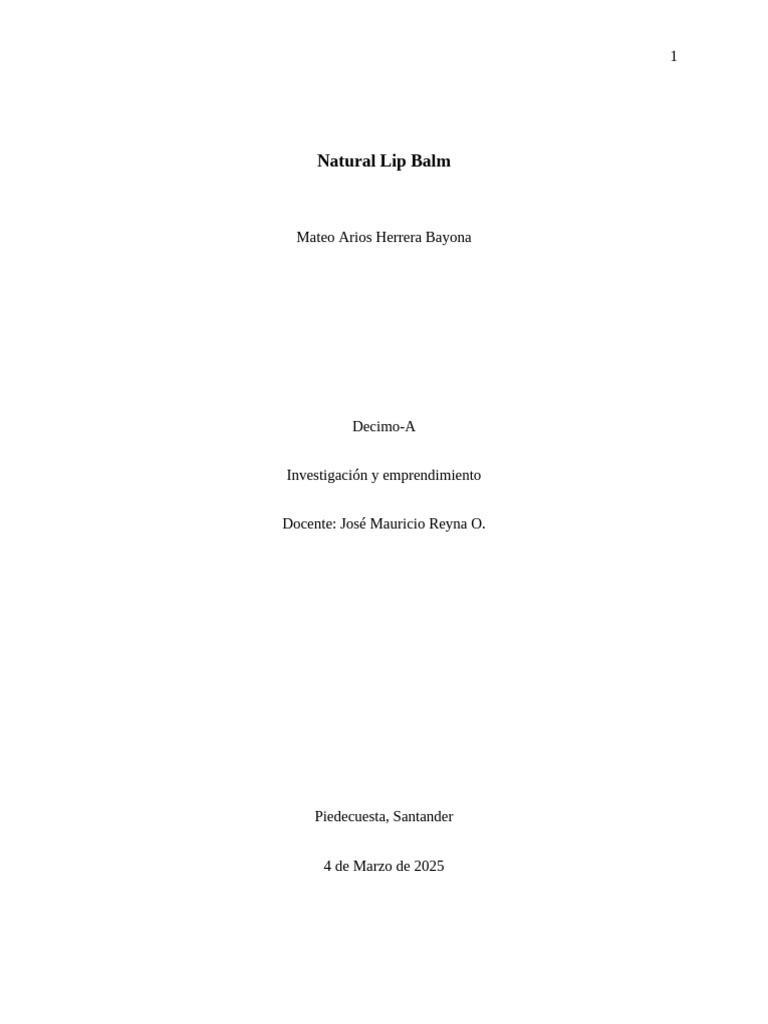 Proyecto Natural Lip Balm | PDF