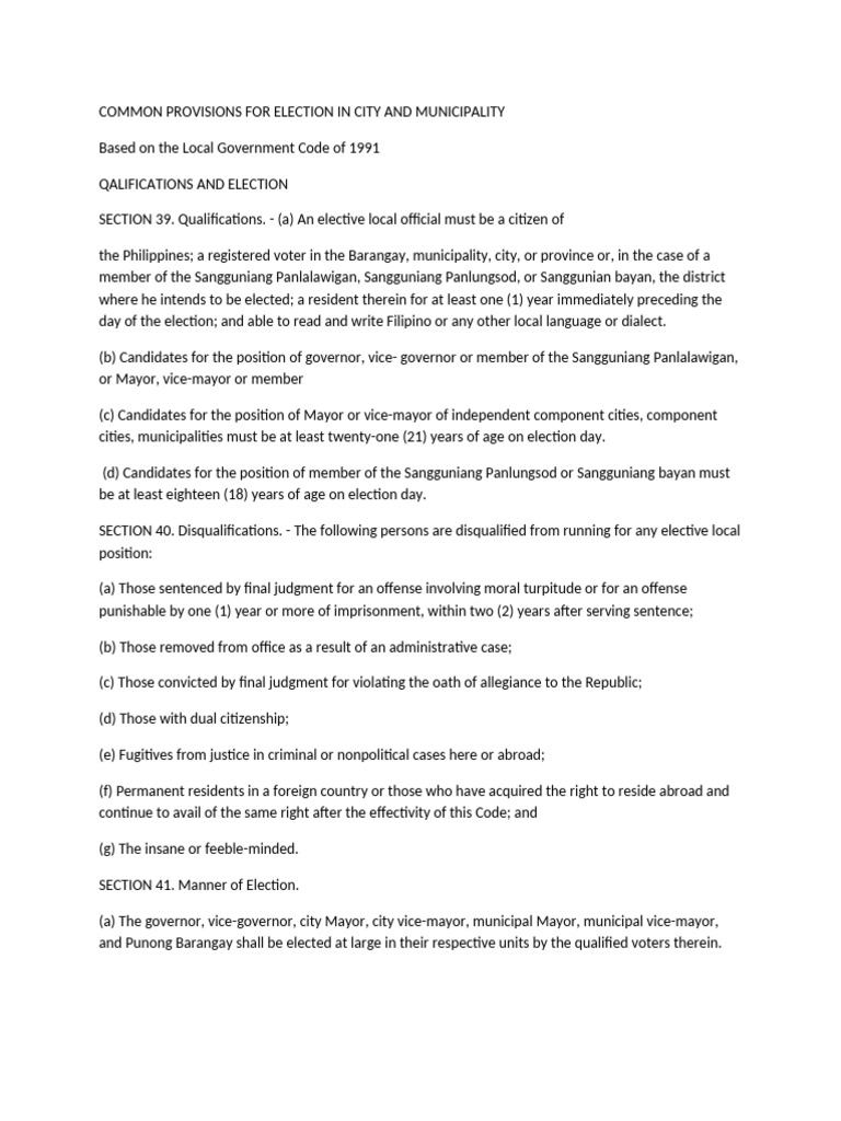 Common Provision For Elections | PDF | Justice | Crime & Violence