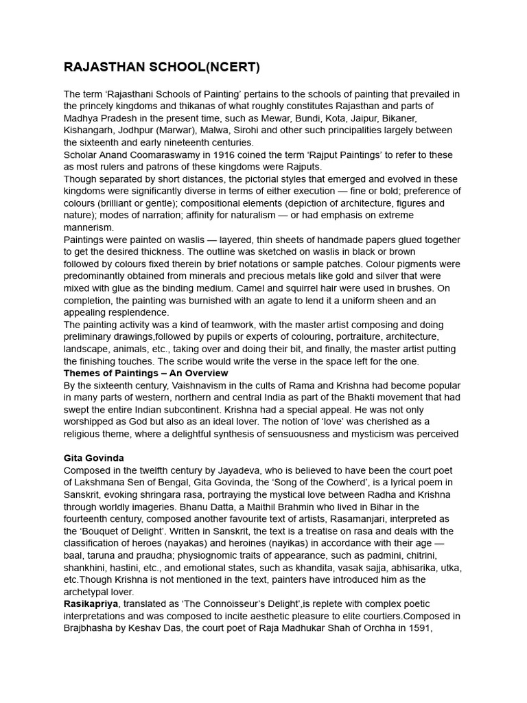 Rajasthan School (Ncert) (2022-23) | PDF