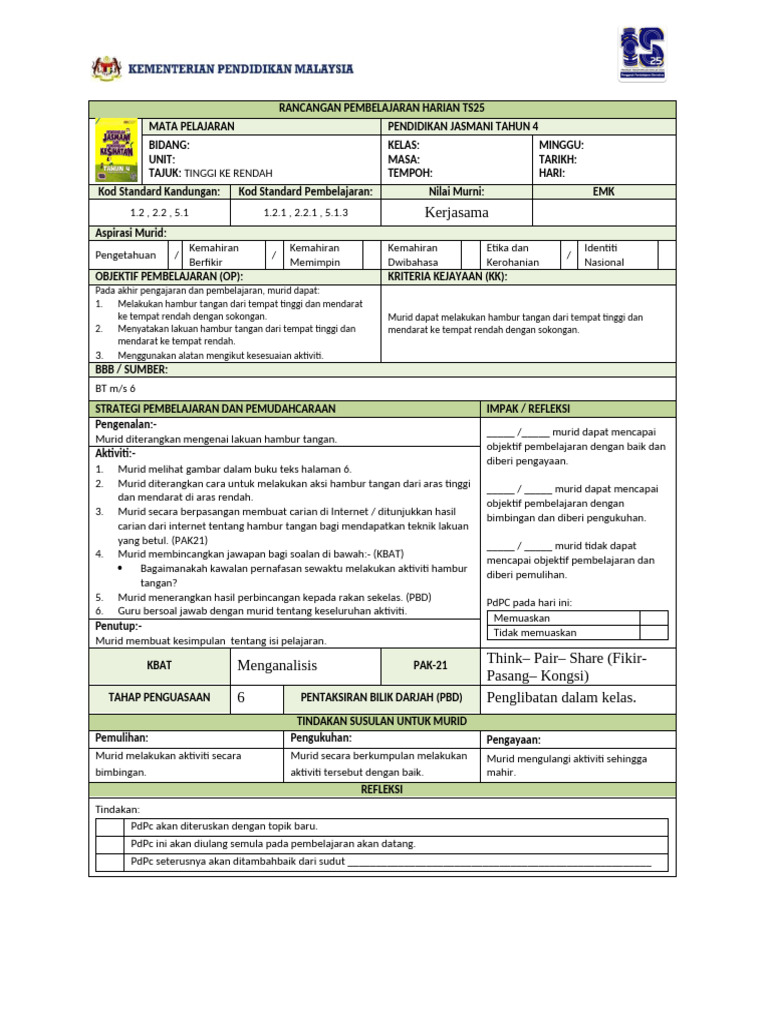 PJ THN 4 TS25 (Minggu 6) | PDF