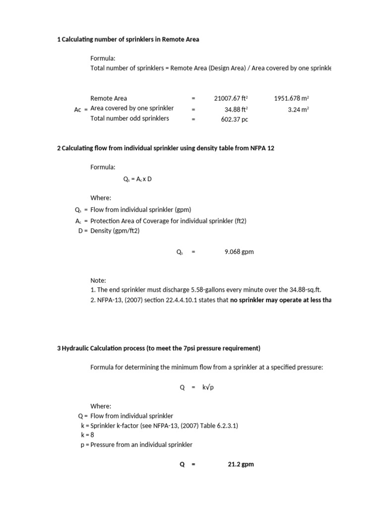 Hydraulic Calculations For Fire Fighting | PDF | Pipe (Fluid Conveyance) | Hydraulics