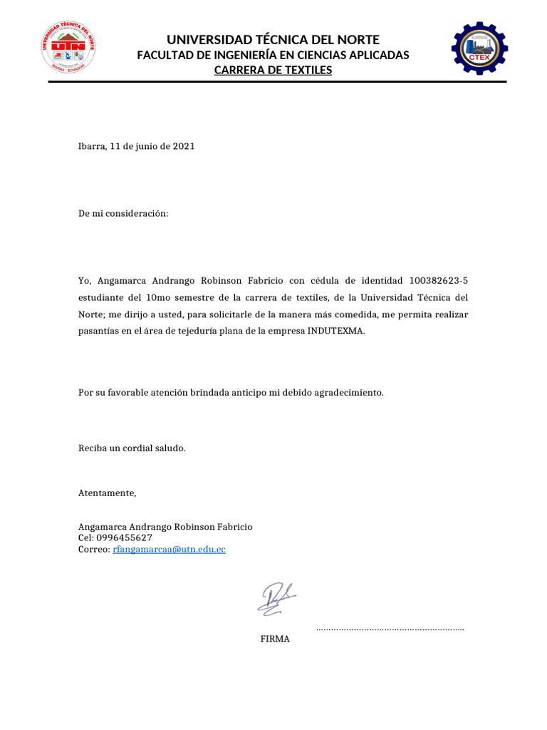 Oficio para Iniciar Practicas Preprofesionales | PDF