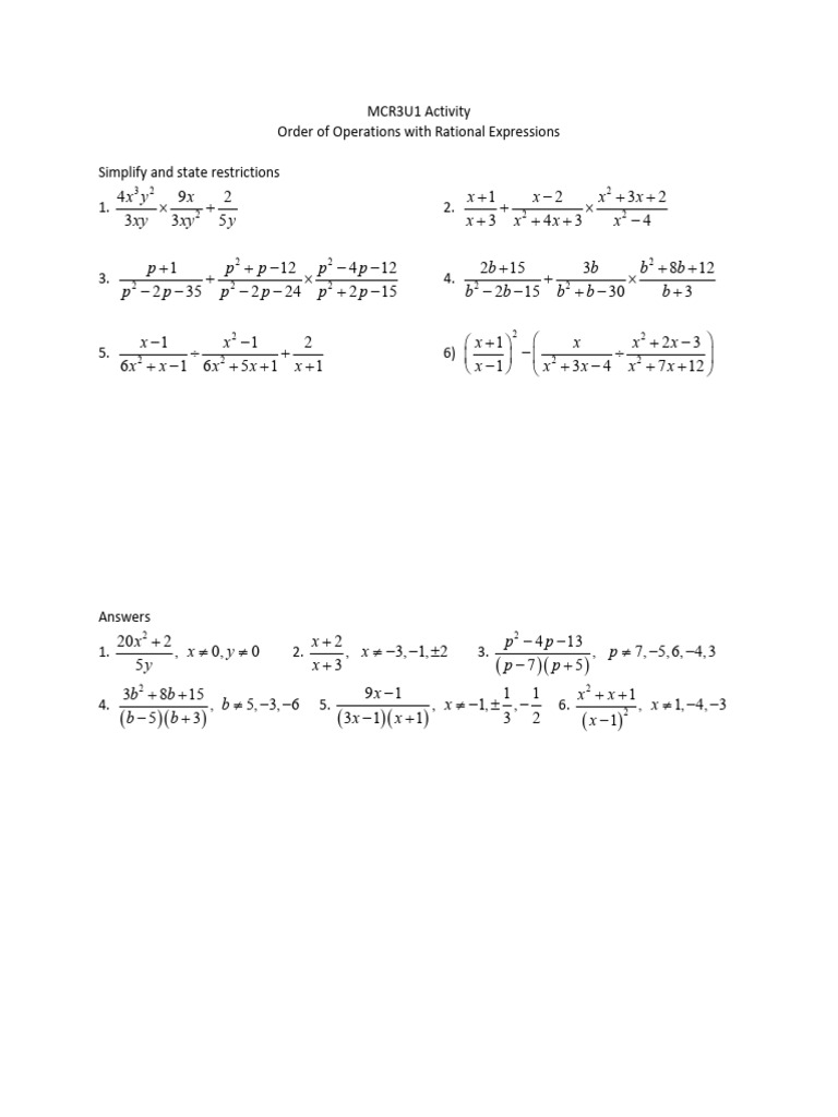 Rational Practice 5 | PDF