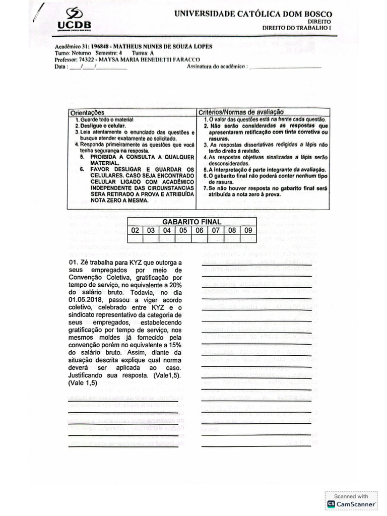 Prova P 1 4 A Noturno | PDF