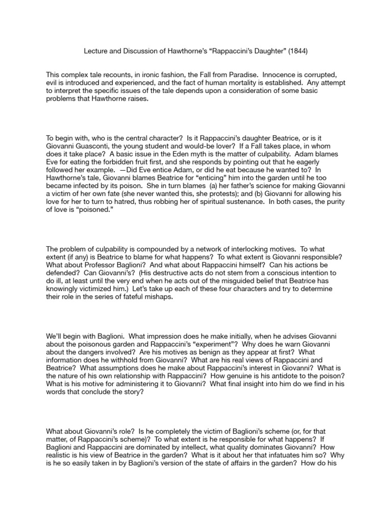 Culpability in Hawthorne's "Rappaccini" | PDF