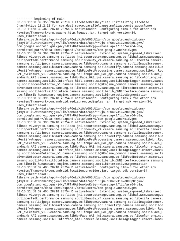 Com.dual.Space.parallel.apps.Multiaccounts.appscloner Logcat | PDF | Software | System Software