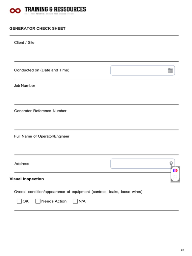 Basic Diesel Generator Maintenance Checklist - SafetyCulture | PDF ...