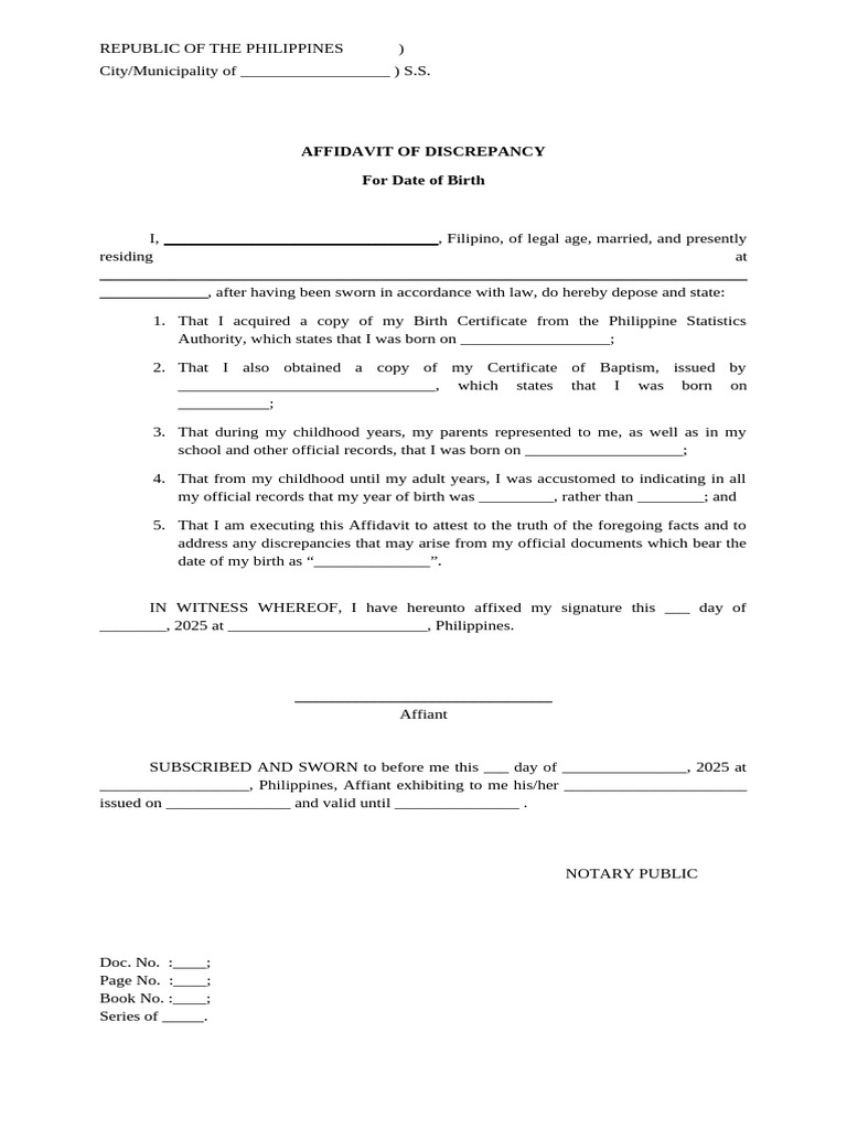 Affidavit of Discrepancy | PDF