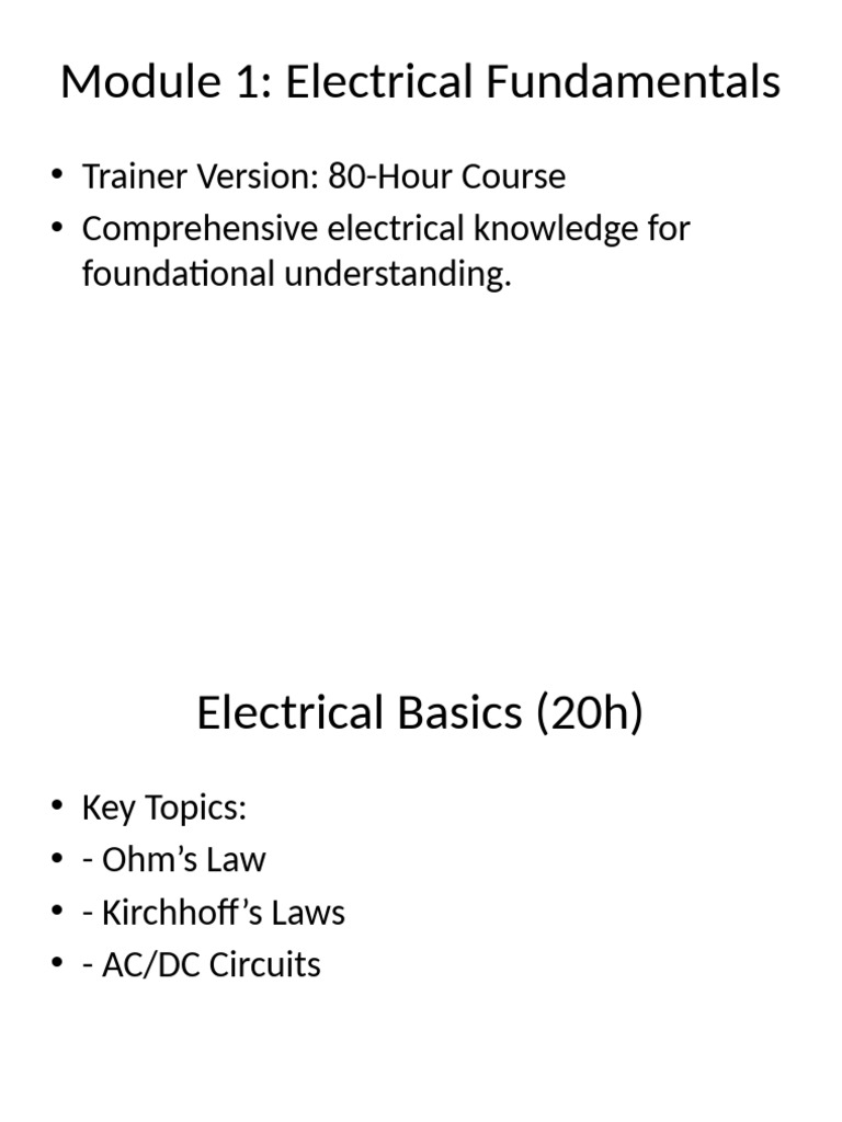 Electrical Fundamentals Course Overview | PDF