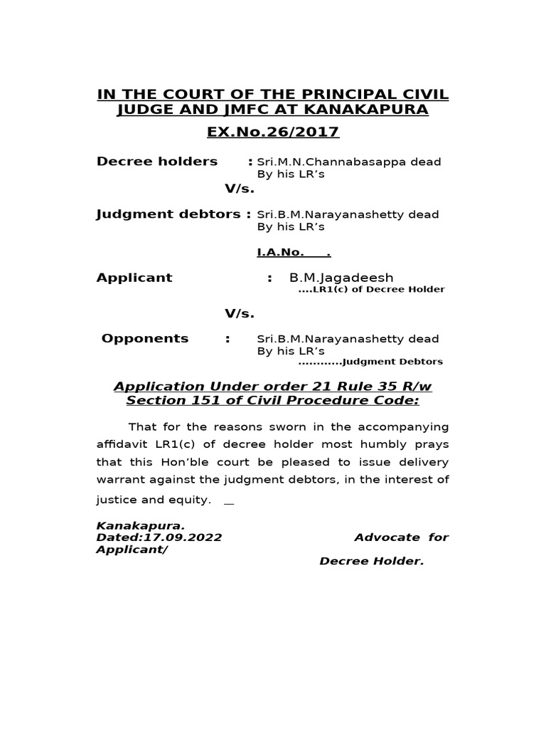 21 Rule 35 of CPC in EX. 26. 2017 M.N.Channabasappa | PDF | Lawsuit ...