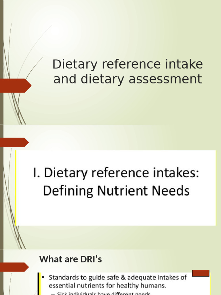 Chapter 8 Dietary Reference Intake and Dietary Assessment | PDF