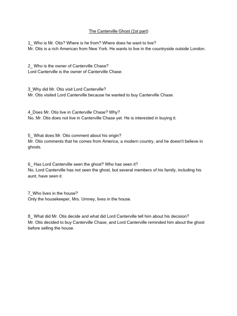 The Canterville Ghost (1st Part) | PDF