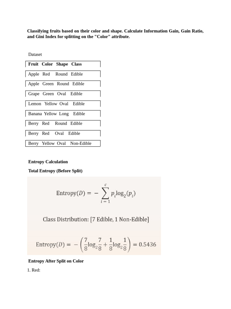 Classifying Fruits Based On Their Color and Shape | PDF