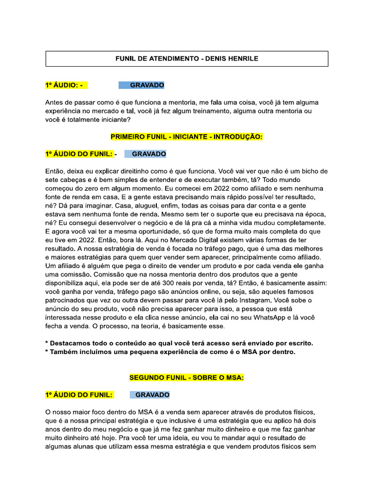Funil Denis Henrile | PDF