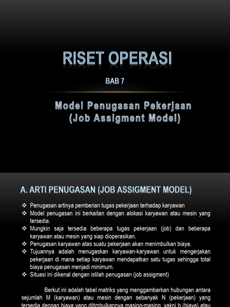 Bab 7 Model Penugasan Pekerjaan | PDF
