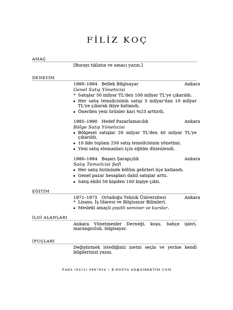 Ofis Elemanı CV Ornegi | PDF