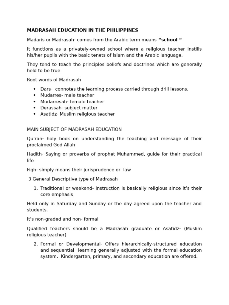Madrasah Education in the Philippines | PDF | Teachers | Schools